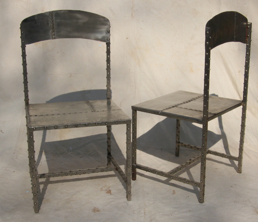 POLISHED STEEL RIVET CHAIRS